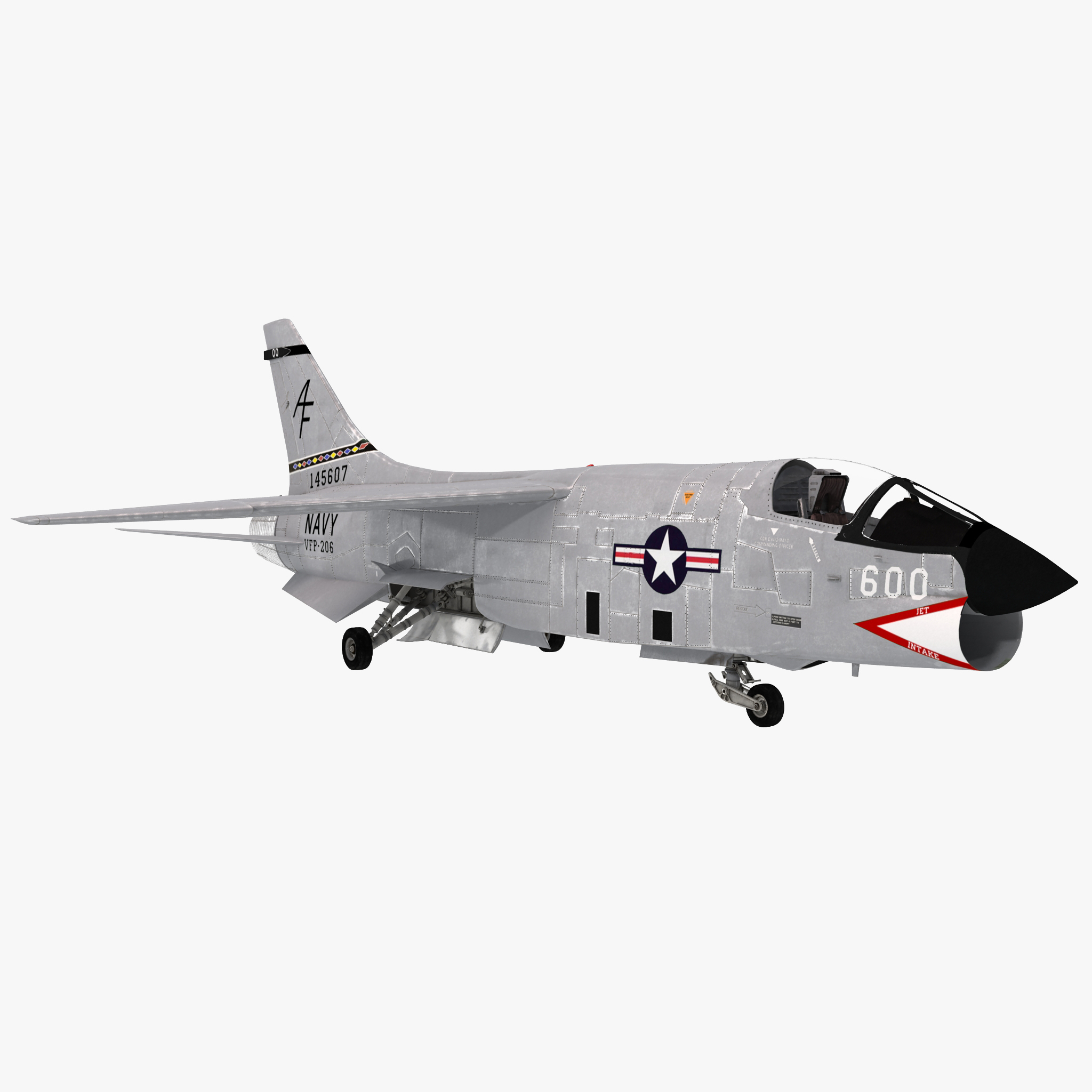 3d model of f8 crusader navy fighter aircraft