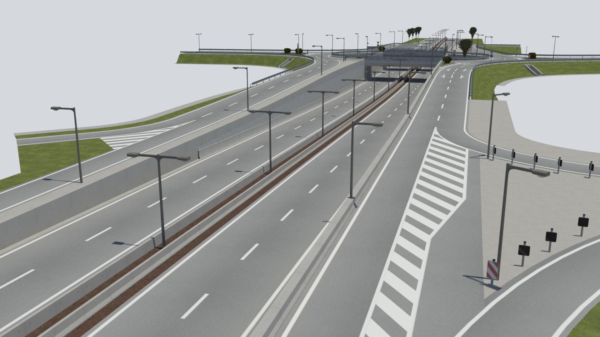 roundabout bridge street signs 3d model