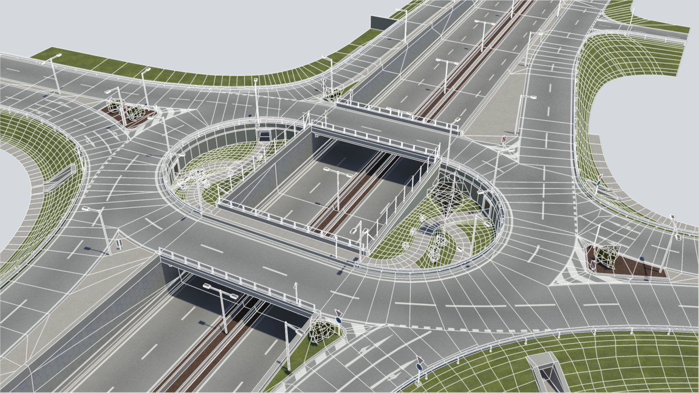 roundabout bridge street signs 3d model