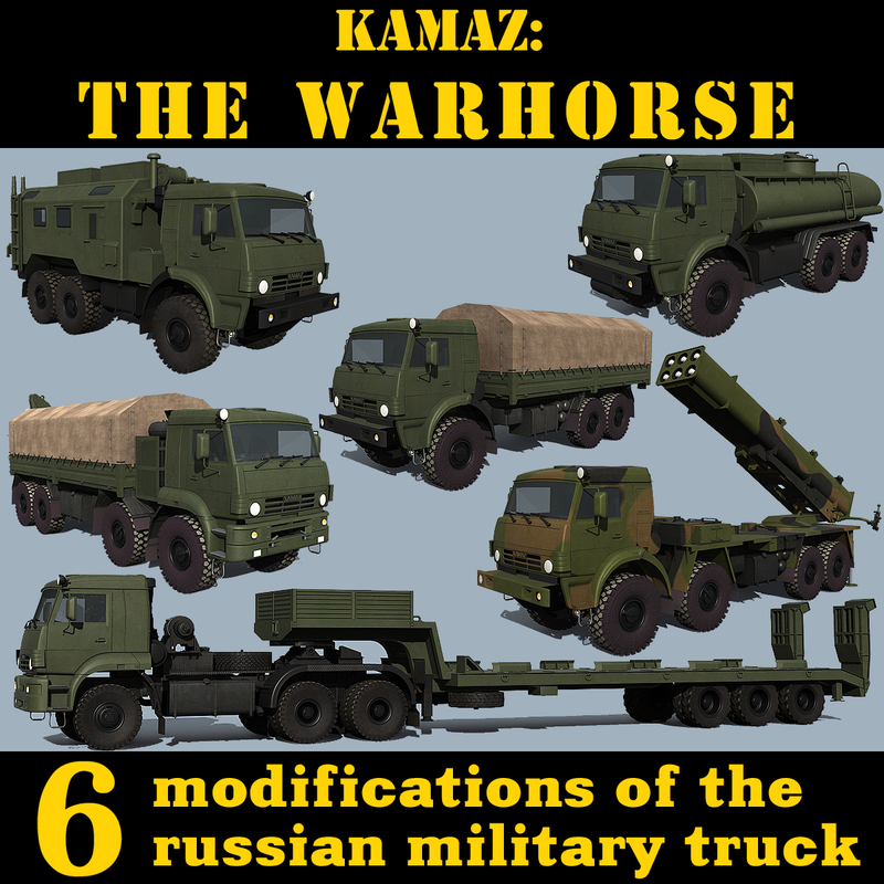 russian kamaz trucks 3d model