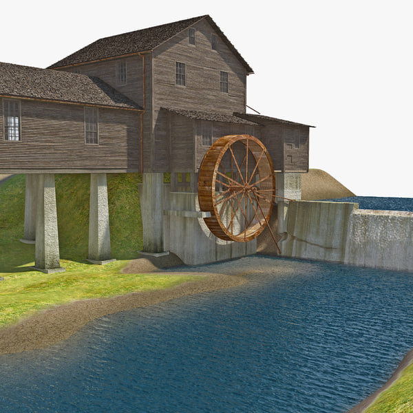 3d model water wheel