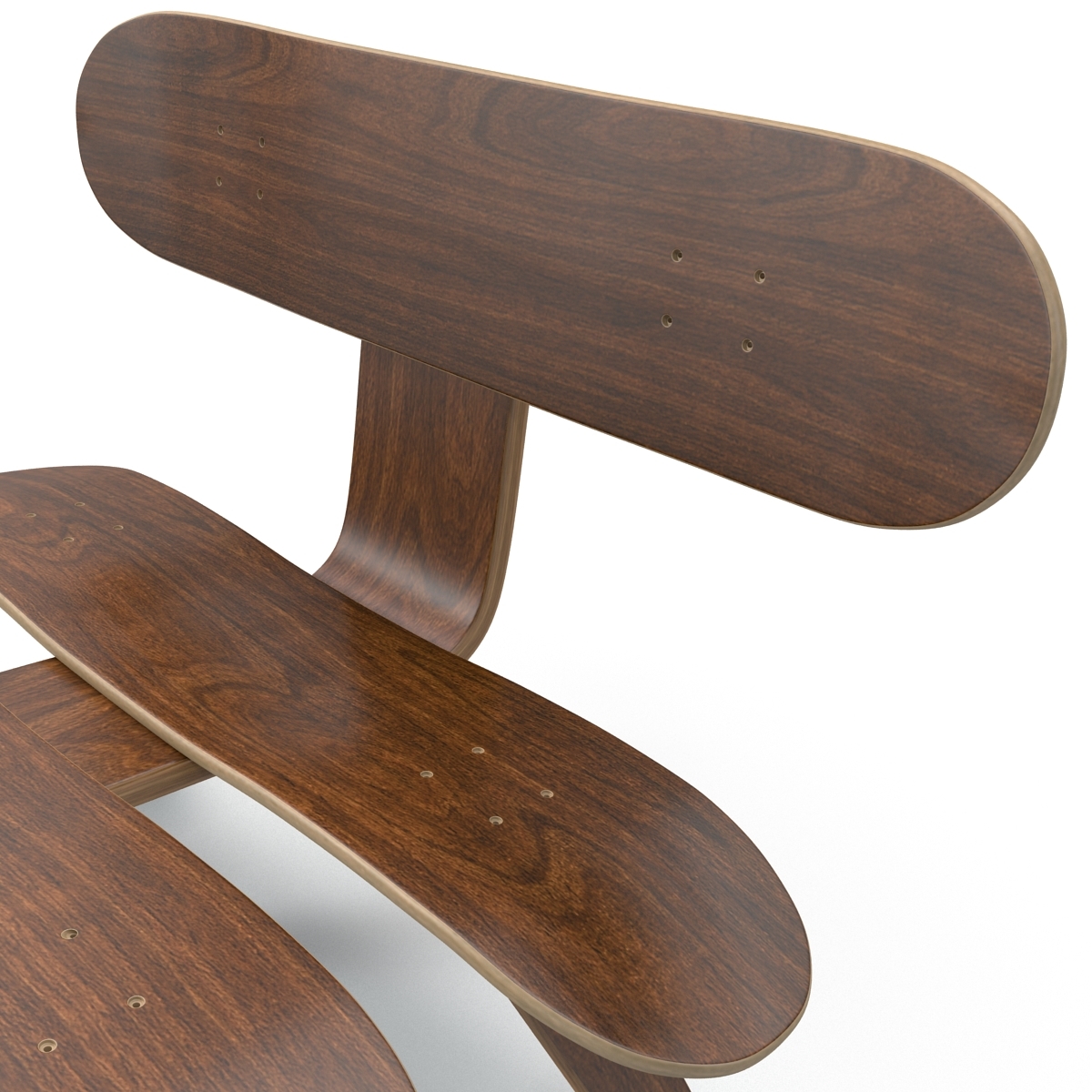 3d model of recycled skateboard chair design