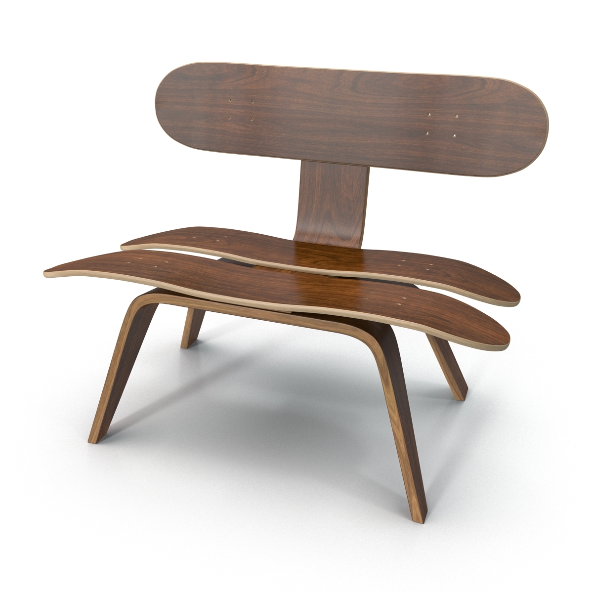 3d model of recycled skateboard chair design