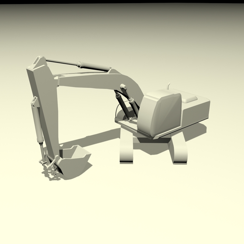 3d excavator animation model