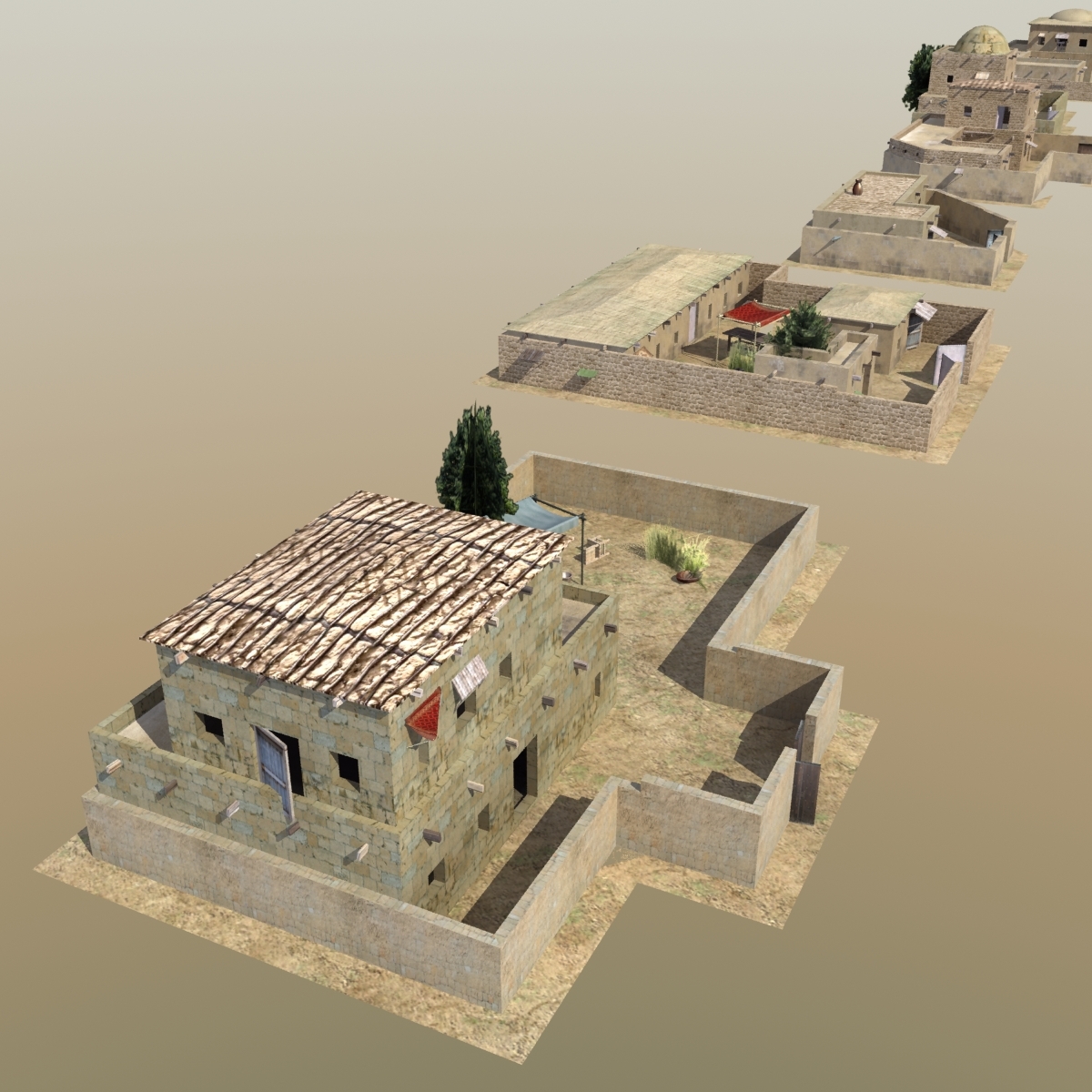 afghan compound houses 3d obj