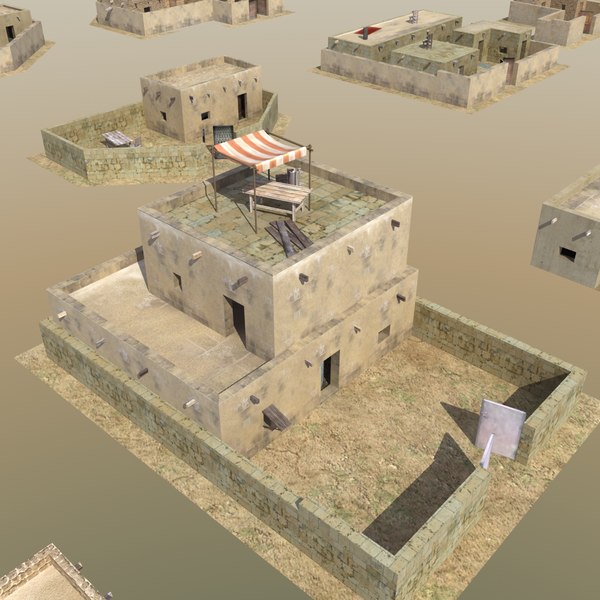 afghan compound houses 3d obj
