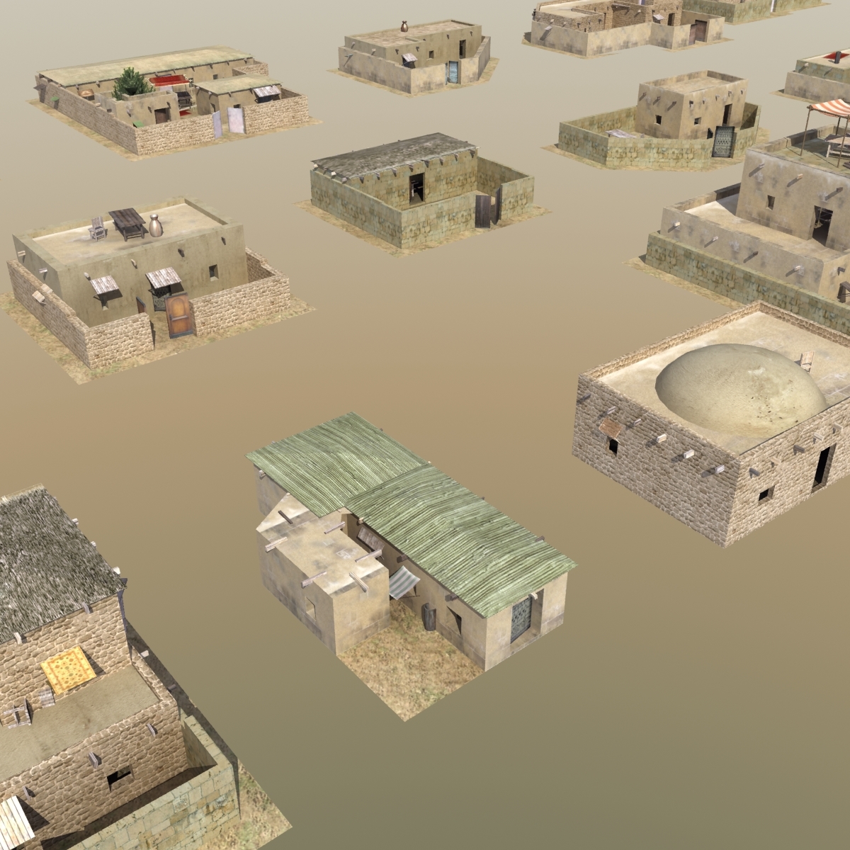 afghan compound houses 3d obj