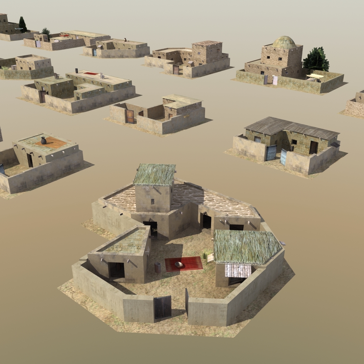afghan compound houses 3d obj