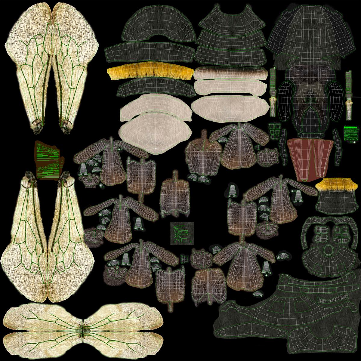 3d bumble bee fur model