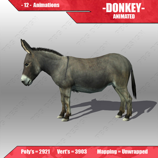 donkey animations 3d model