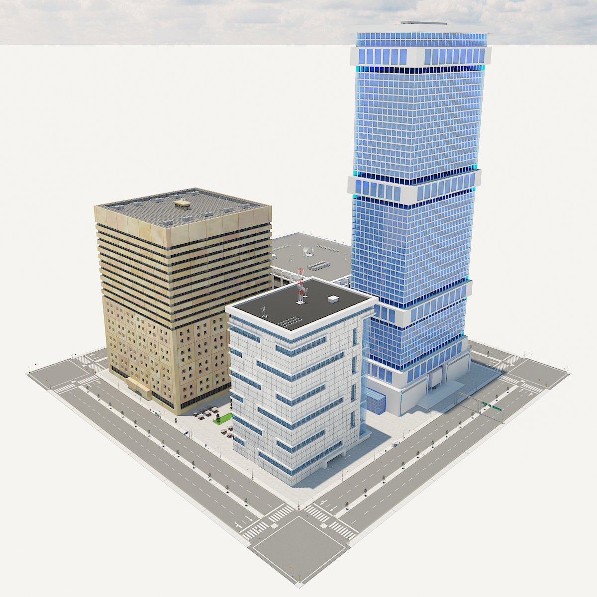 3d model city block