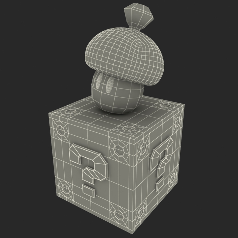 3d super mario acorn block model
