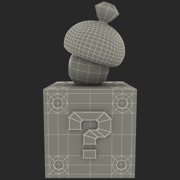 3d super mario acorn block model