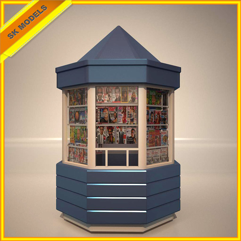 3d newspapers kiosk model