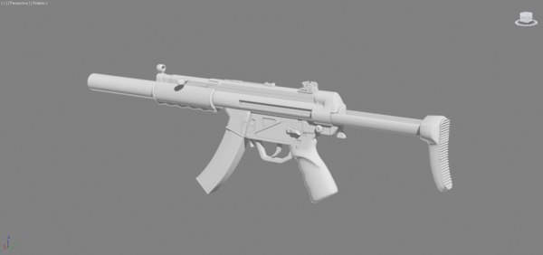 3ds max semi-auto machine gun