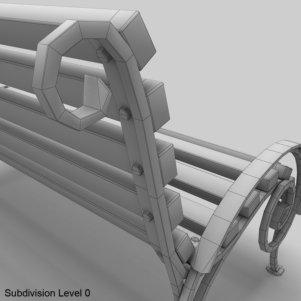 3d model forged park bench 1 wood