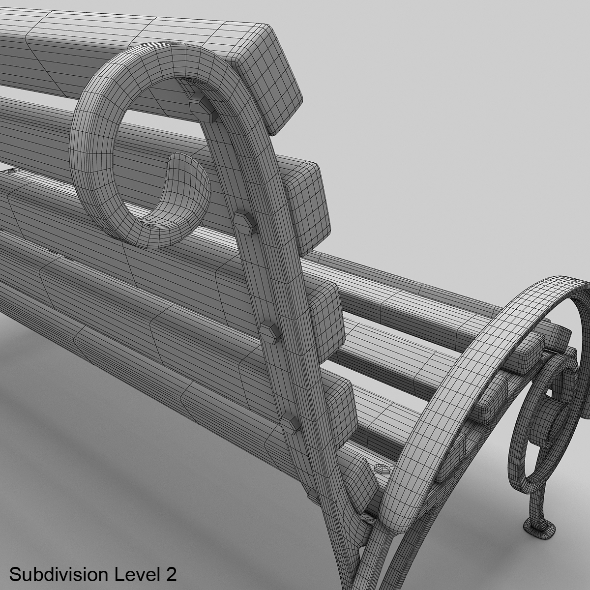 3d model forged park bench 1 wood