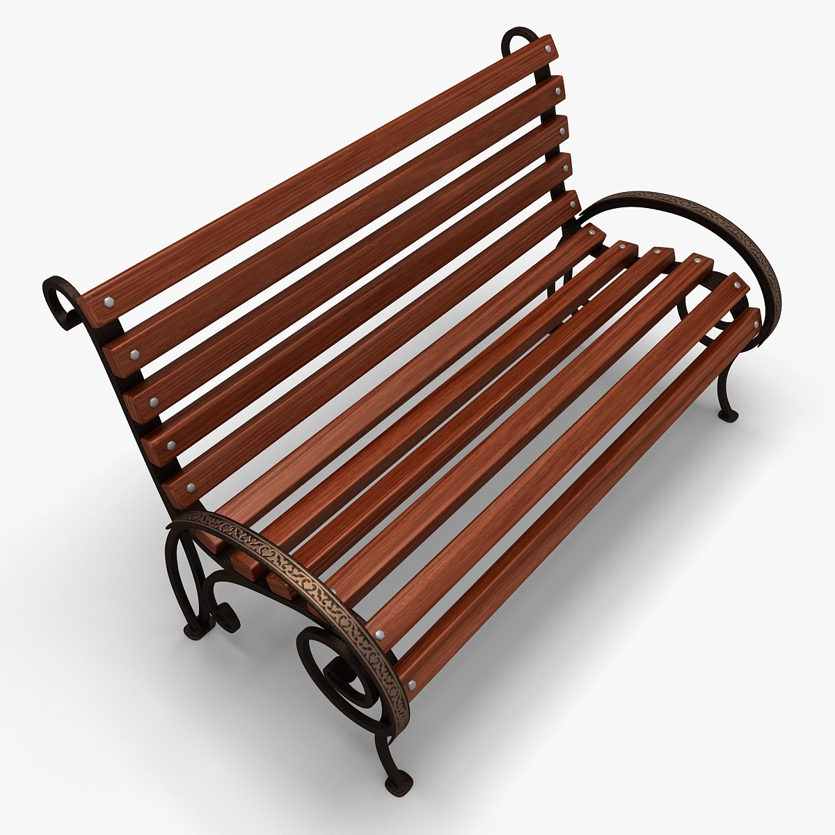 3d model forged park bench 1 wood