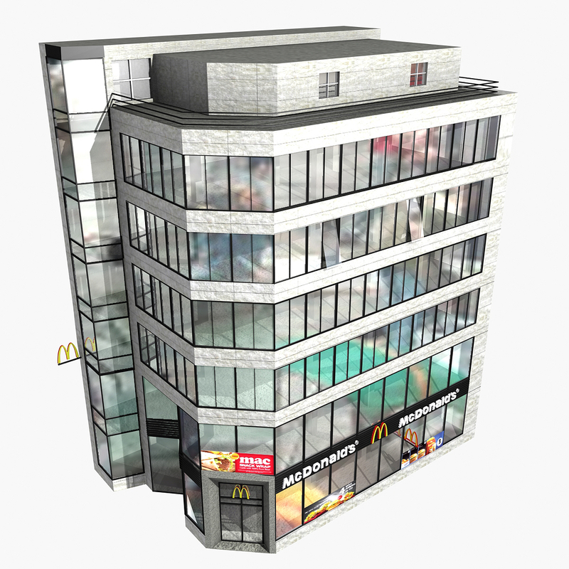 realistic modern building mcdonald s 3ds