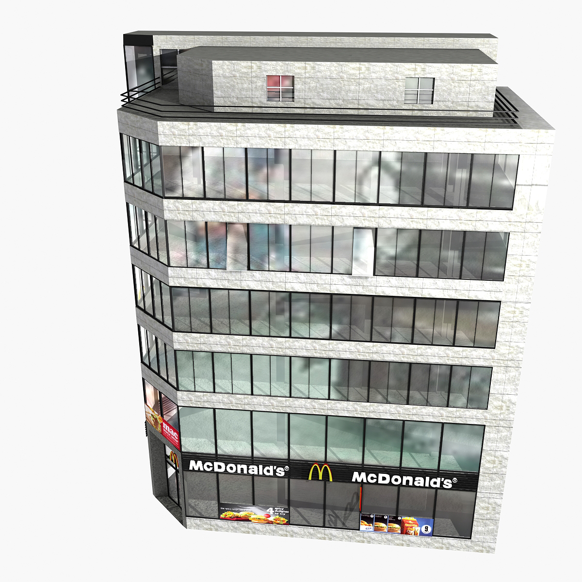 realistic modern building mcdonald s 3ds