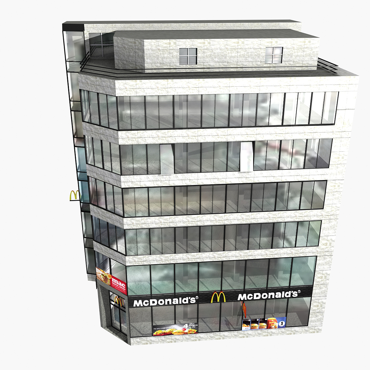 realistic modern building mcdonald s 3ds