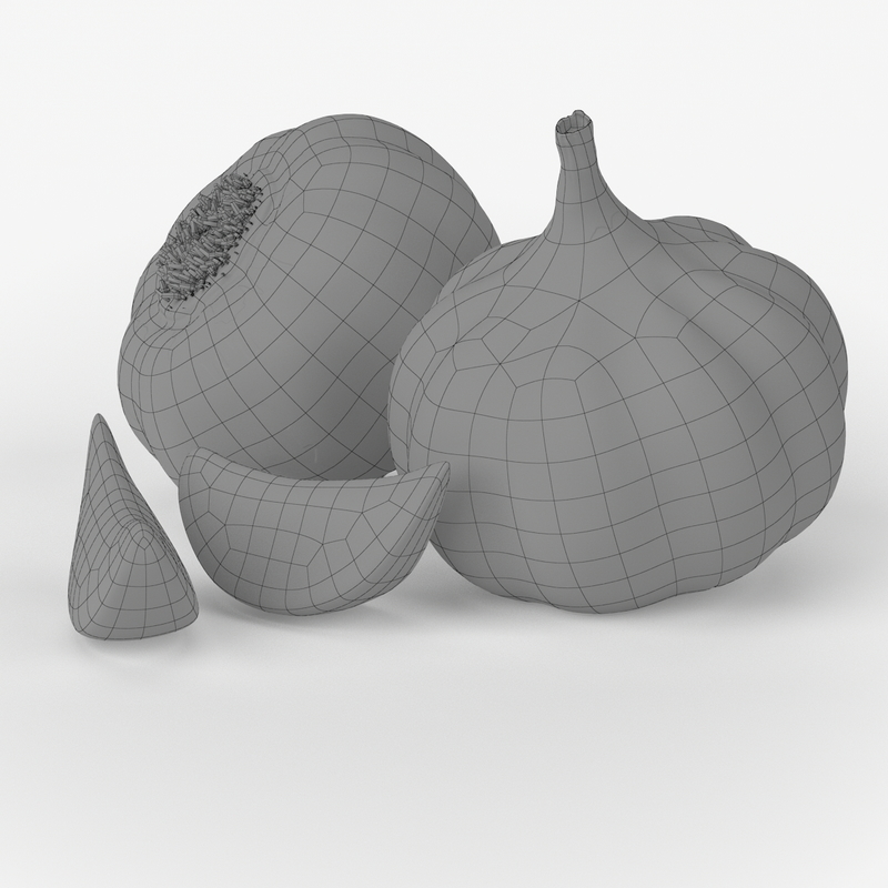 realistic garlic real vegetables 3d model