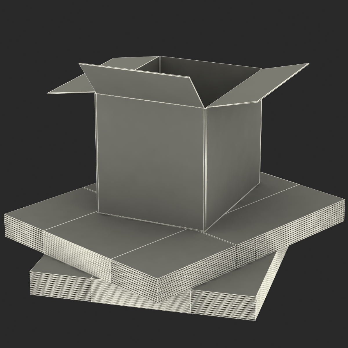 3dsmax open cardboard box set
