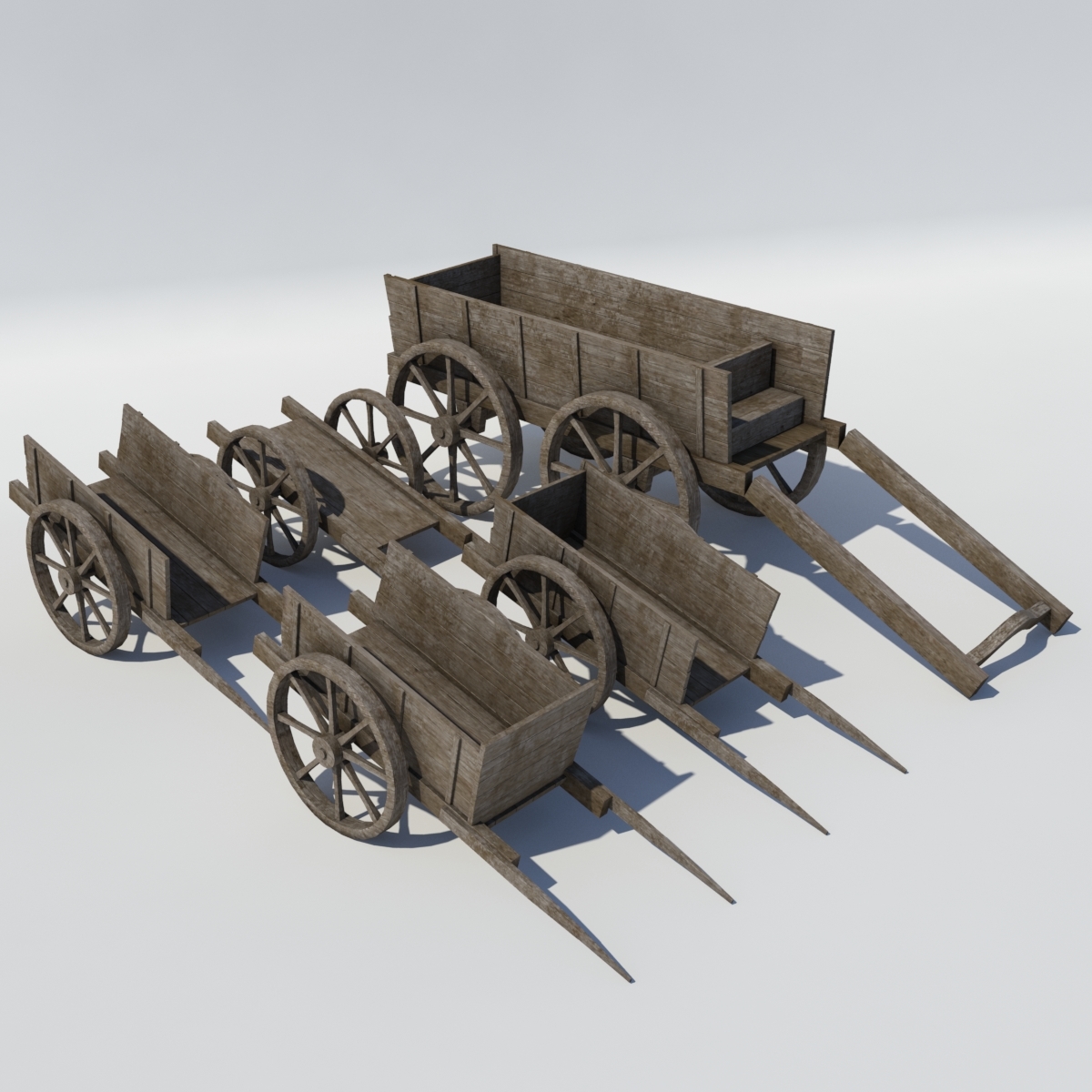 old wooden carts 3ds