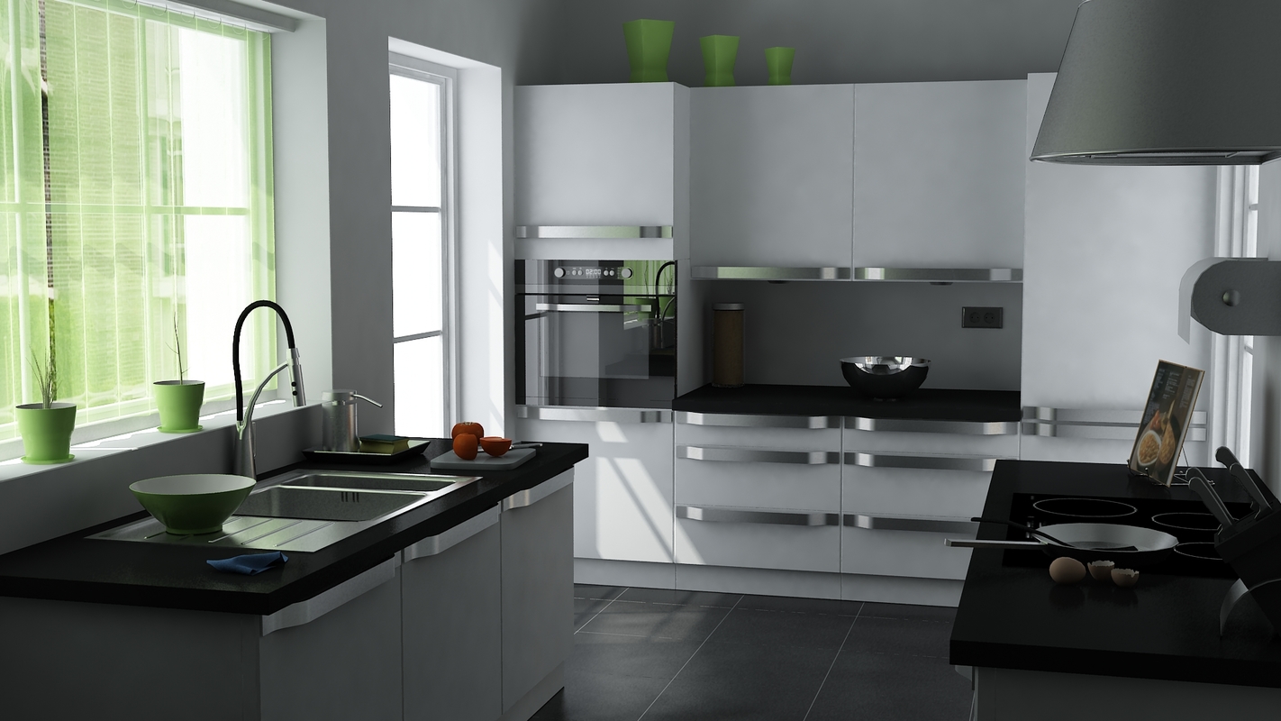 3ds max kitchen scene