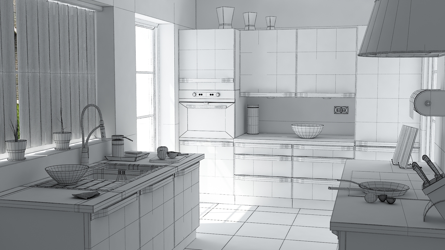 3ds max kitchen scene