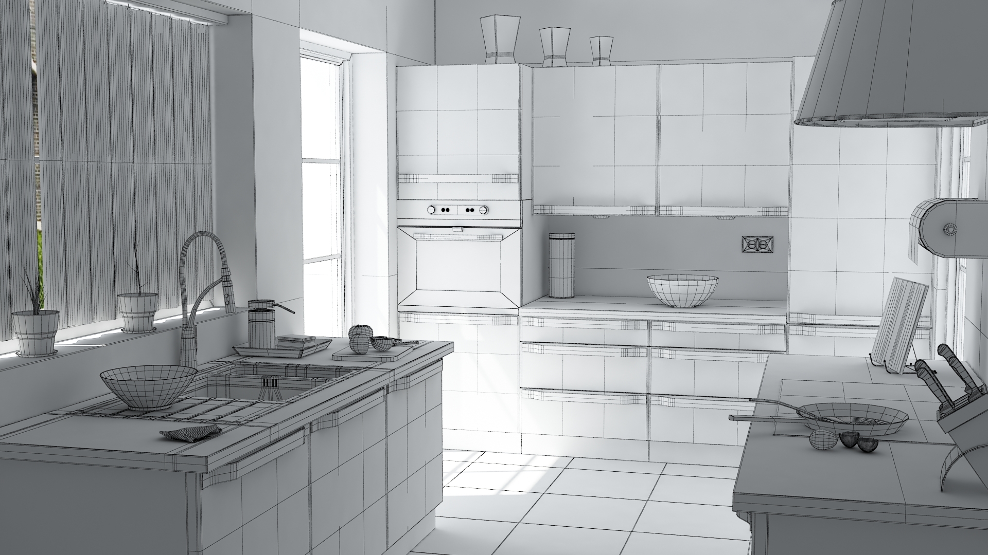3ds max kitchen scene