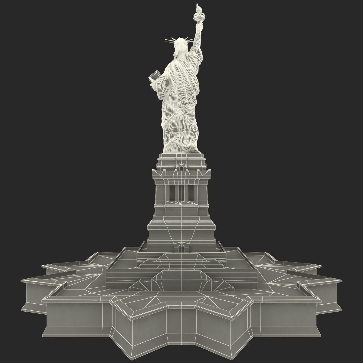 3d statue liberty low-poly model