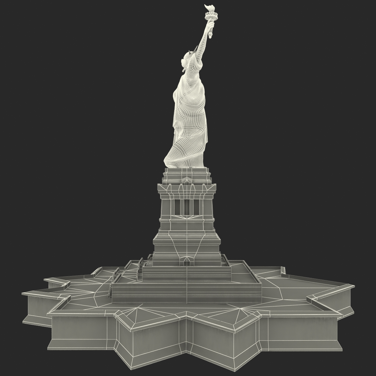 3d statue liberty low-poly model