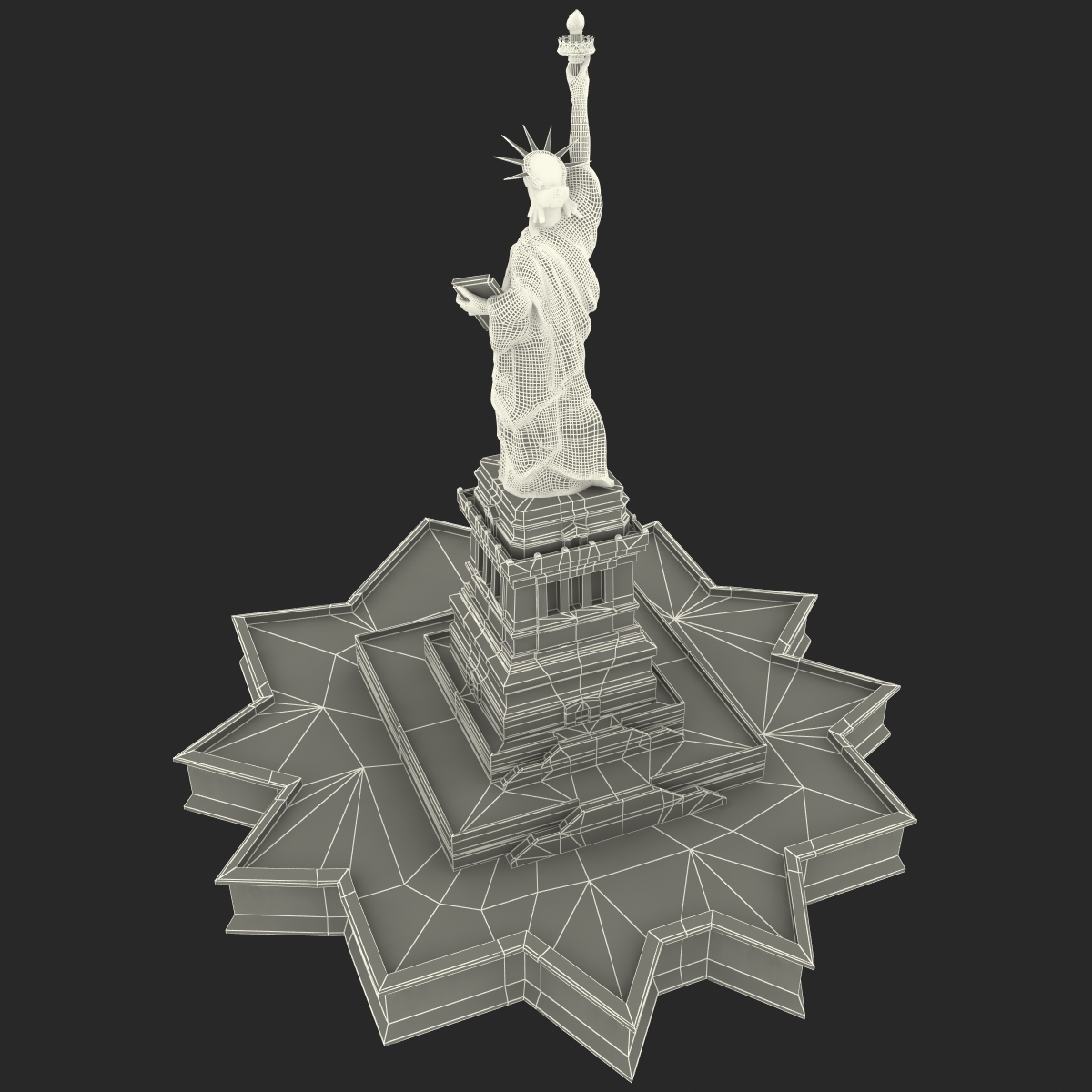 3d statue liberty low-poly model