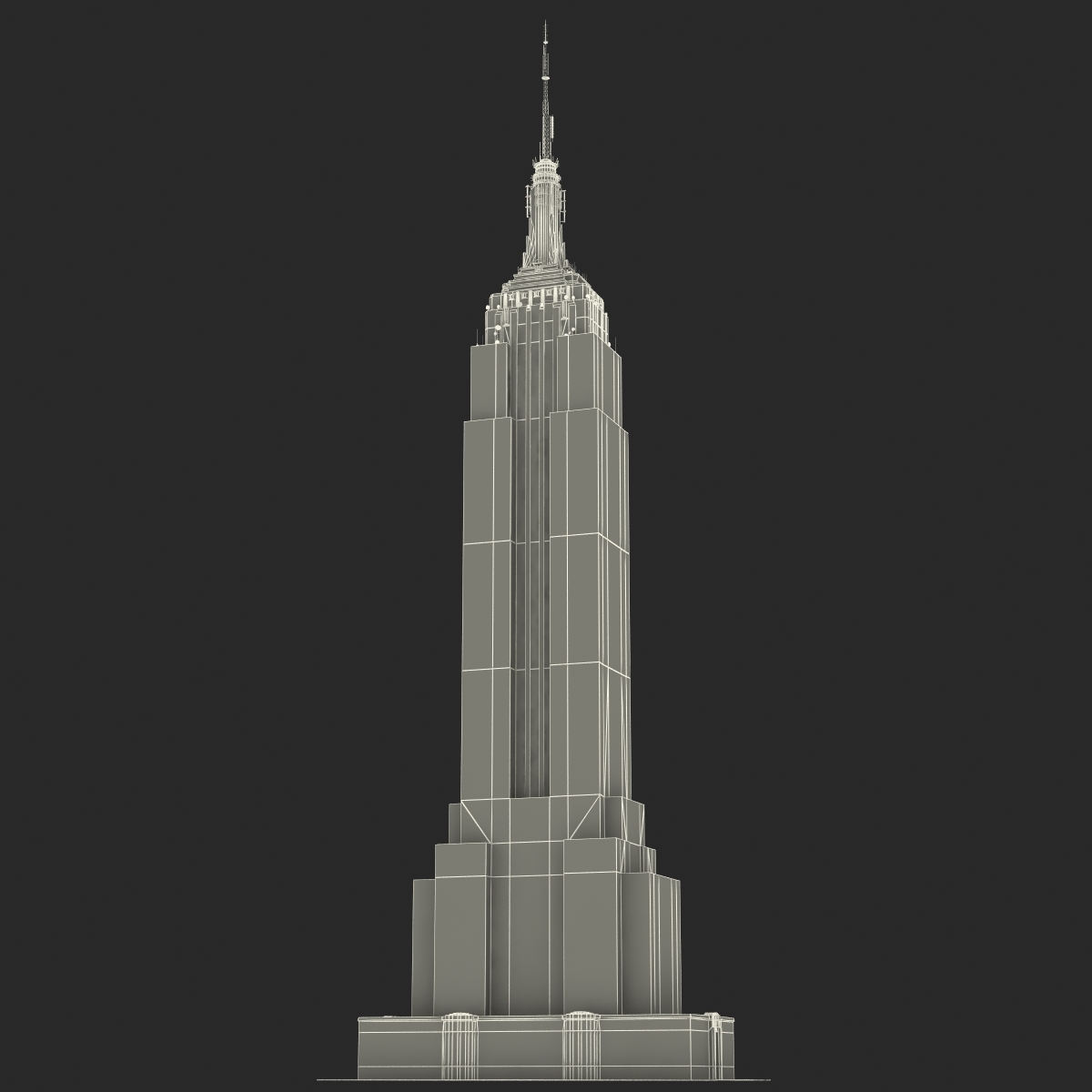 3d empire state building low-poly model