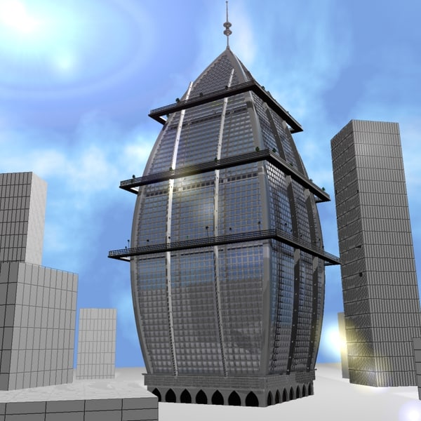 3d wedge-shaped skyscraper building model