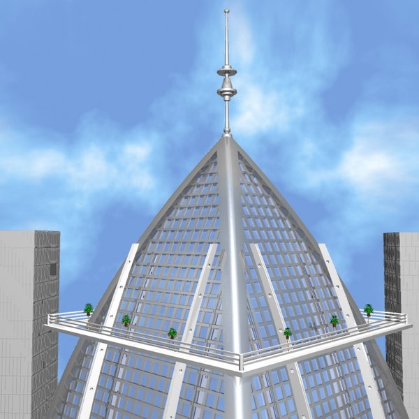 3d wedge-shaped skyscraper building model