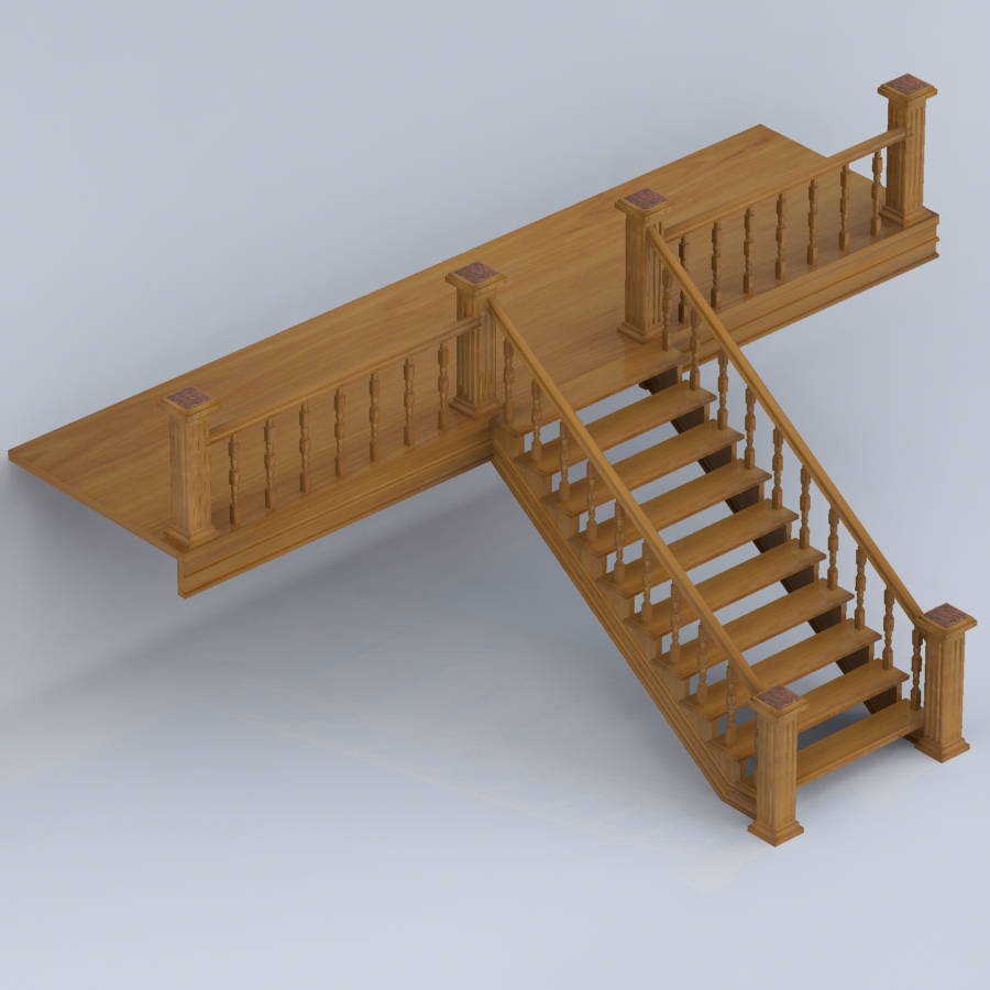 3d model wooden stairs