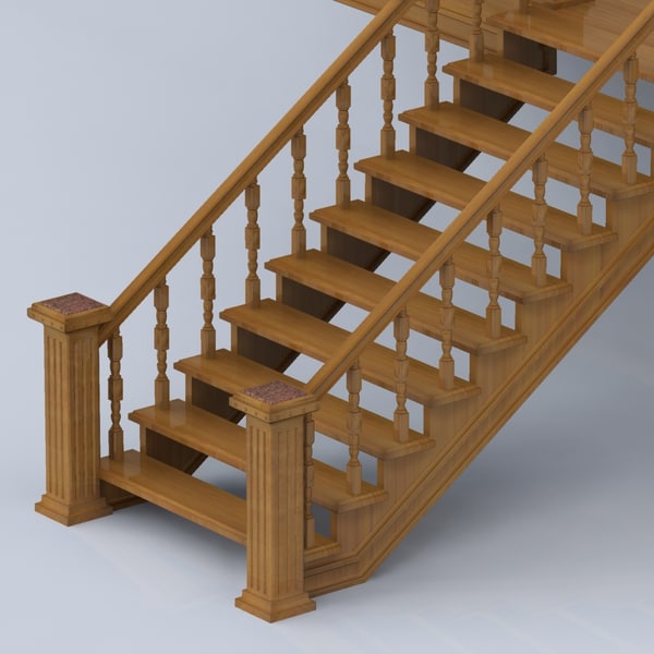 3d model wooden stairs