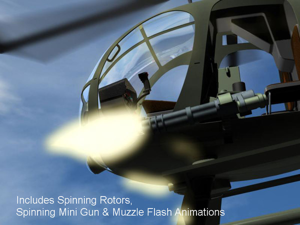 3d huey little bird helicopter