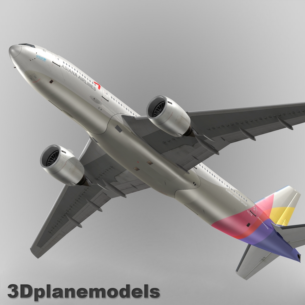 aircraft asiana airlines boeing 3d model