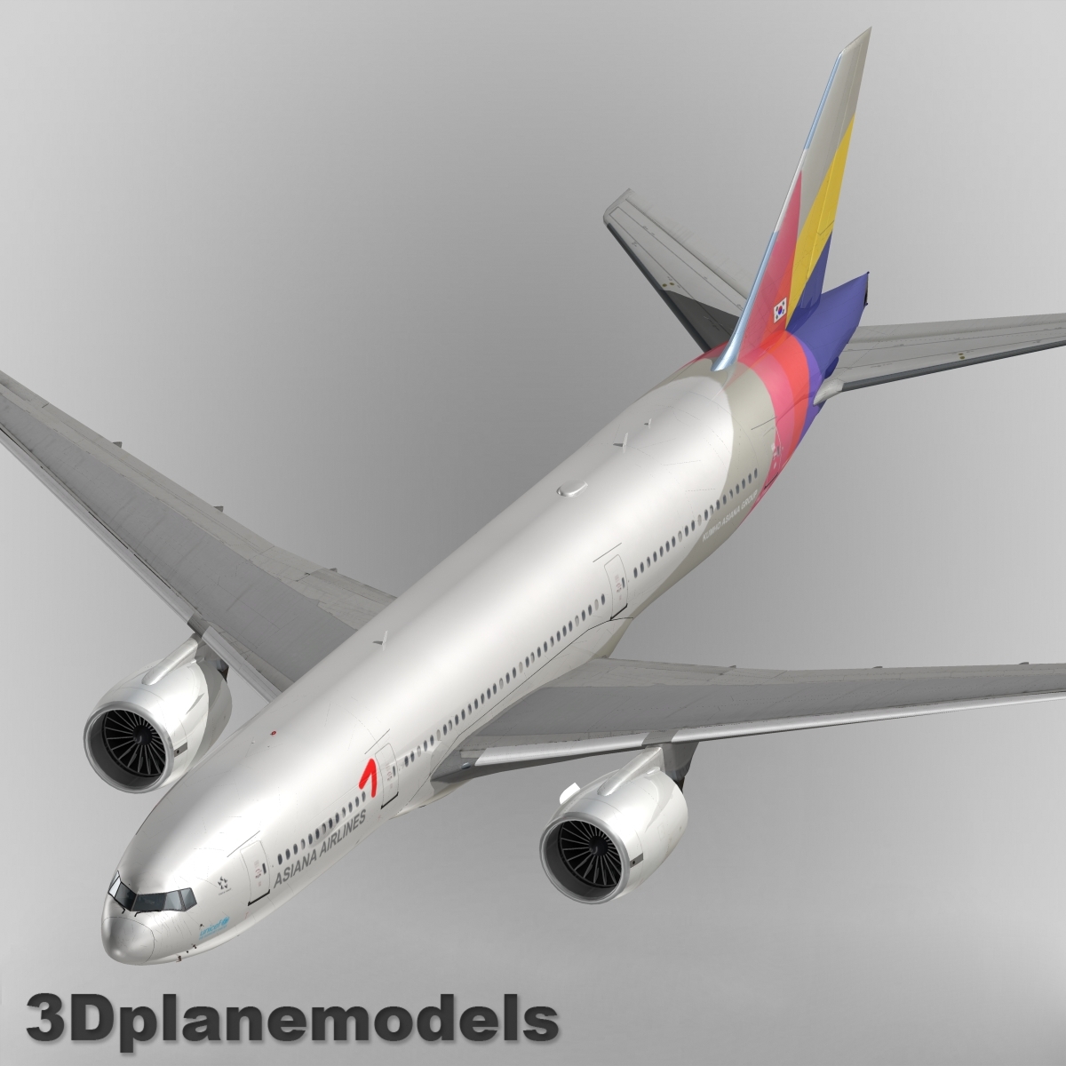 aircraft asiana airlines boeing 3d model
