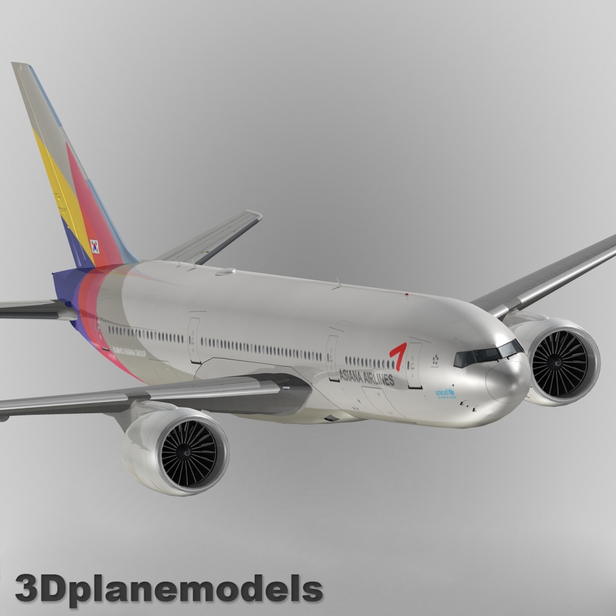 aircraft asiana airlines boeing 3d model