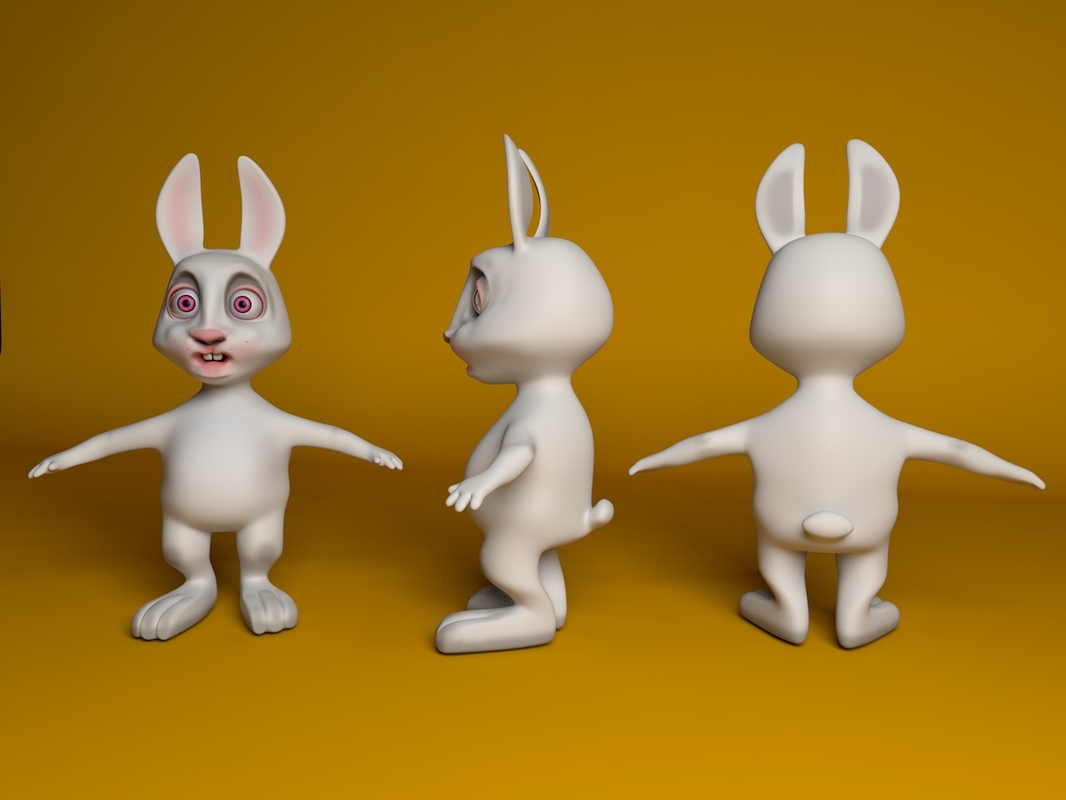 white rabbit cartoon c4d