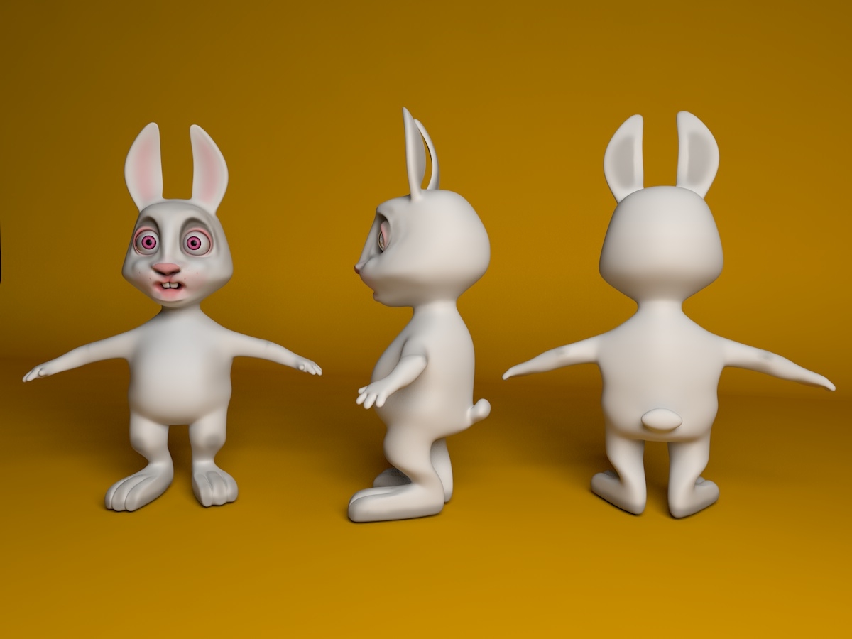 white rabbit cartoon c4d