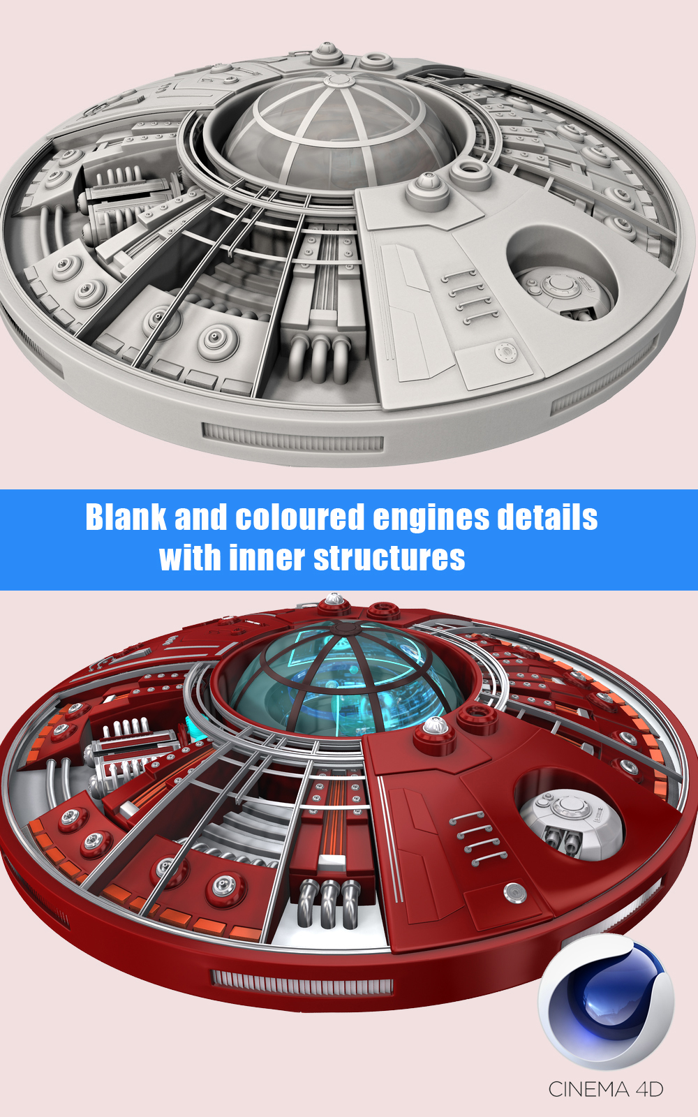 sci-fi ufo space ship 3d model