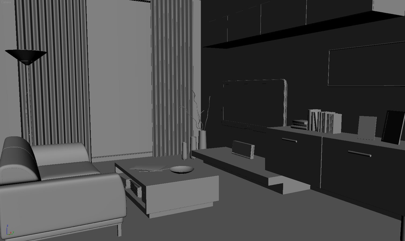 3d model scene living room