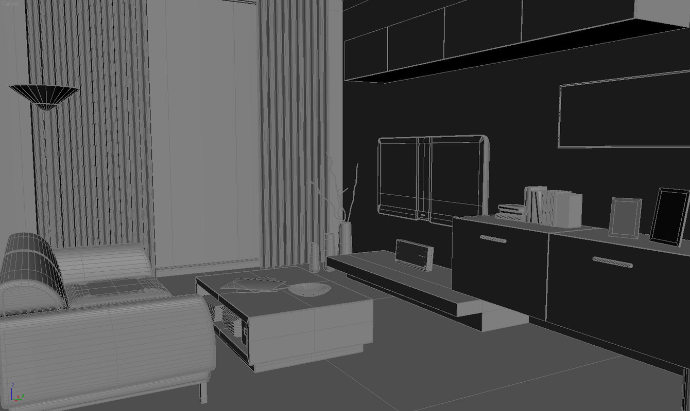 3d model scene living room