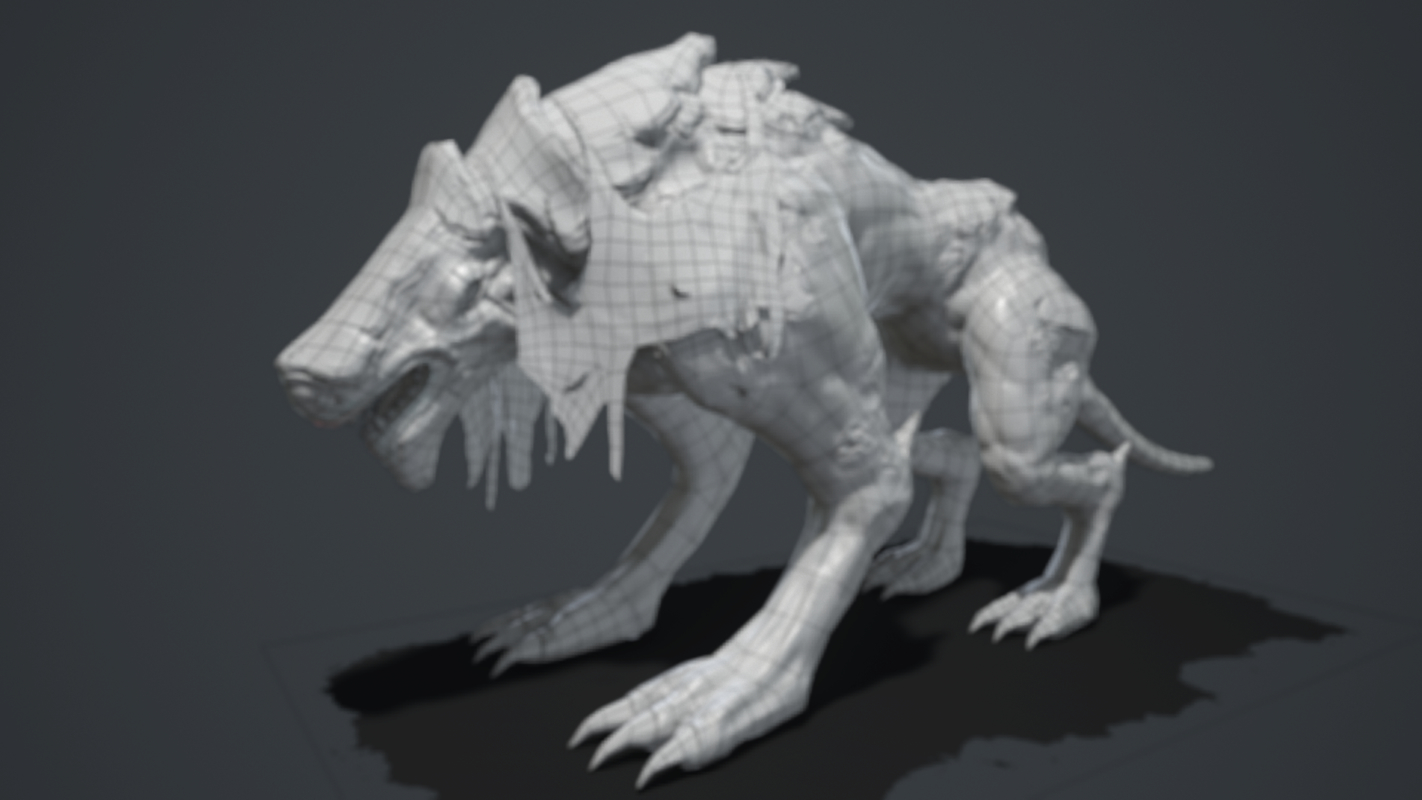 3d model of mutated monster dog animation