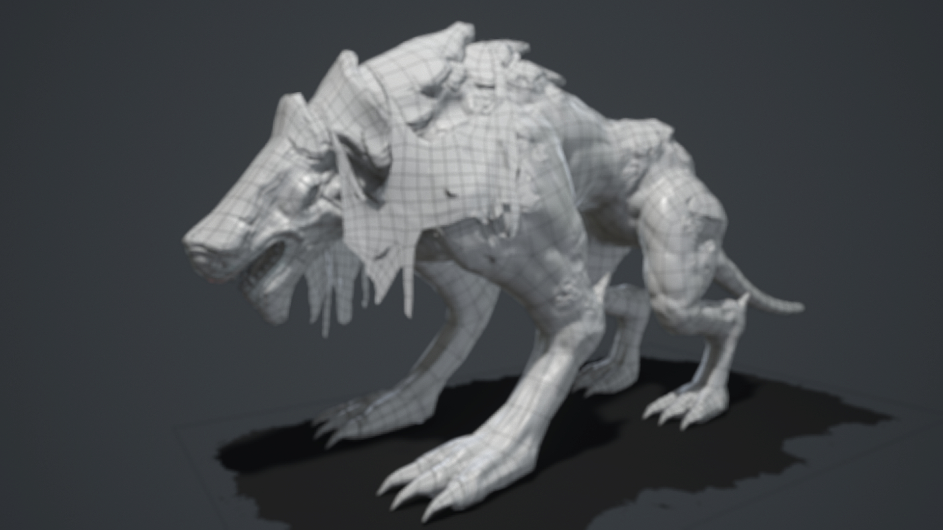 3d model of mutated monster dog animation